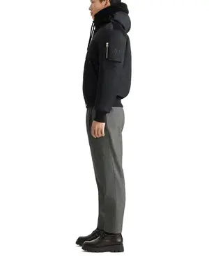 Mackage Shearling Trim Hooded Down Bomber Jacket