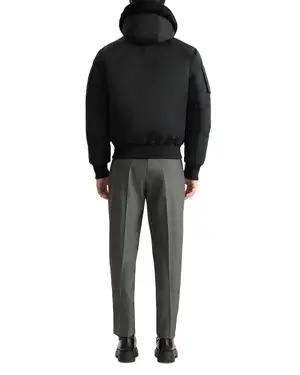 Mackage Shearling Trim Hooded Down Bomber Jacket