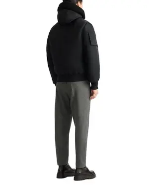 Mackage Shearling Trim Hooded Down Bomber Jacket