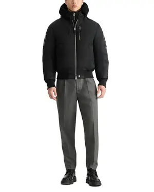 Mackage Shearling Trim Hooded Down Bomber Jacket