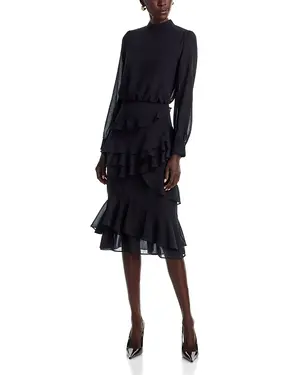 AREA STARS Evelyn Mock Neck Midi Dress