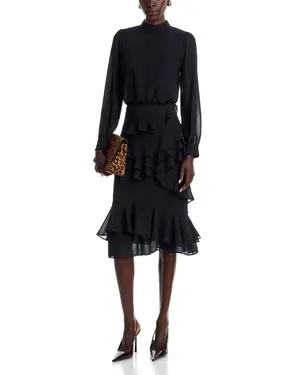 AREA STARS Evelyn Mock Neck Midi Dress