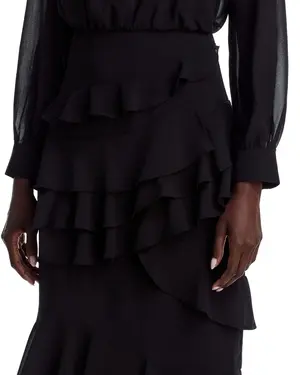 AREA STARS Evelyn Mock Neck Midi Dress