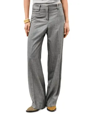 Ba&sh Cistachio Mid Rise Wide Leg Pants - Heather Grey
