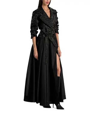 Alice + Olivia Nevada Mixed Media Trench Dress - Black