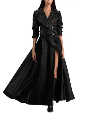 Alice + Olivia Nevada Mixed Media Trench Dress