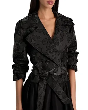 Alice + Olivia Nevada Mixed Media Trench Dress