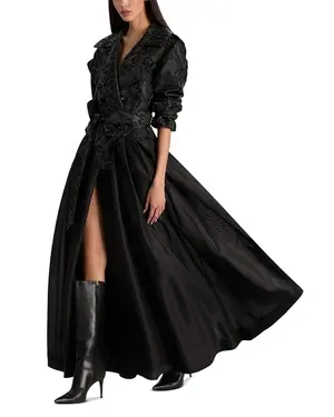 Alice + Olivia Nevada Mixed Media Trench Dress