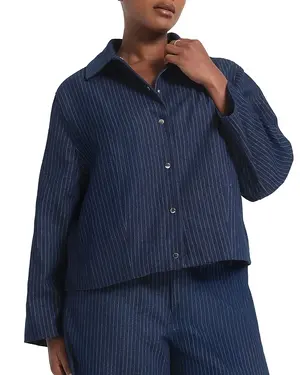 ESTELLE Winslow Cotton Pinstriped Jacket - Deep Blue