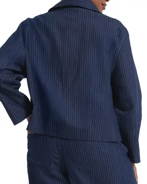 ESTELLE Winslow Cotton Pinstriped Jacket - Deep Blue