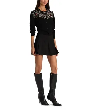 Alice + Olivia Dollie Wool Blend Embellished Cardigan