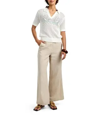 Trina Turk Short Sleeve Jadelyn Mesh Polo - Whitewash