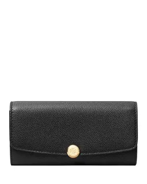 Tory Burch Romy Flap Leather Wallet - Black