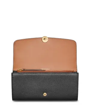 Tory Burch Romy Flap Leather Wallet - Black