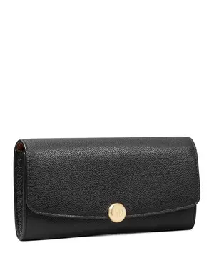 Tory Burch Romy Flap Leather Wallet - Black