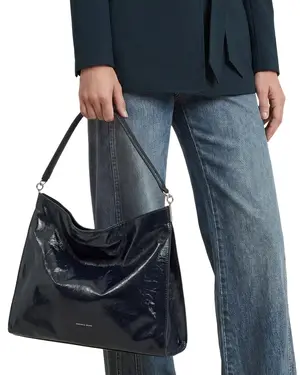 Veronica Beard Bea Crinkled Leather Crossbody