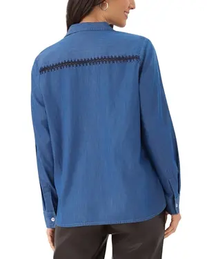 Karen Kane Crochet Trim Button Up Shirt
