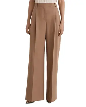 REISS Petite Luna Pleated Wide Leg Pants