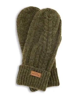Barbour Elsdon Cable Knit Mittens - Olive