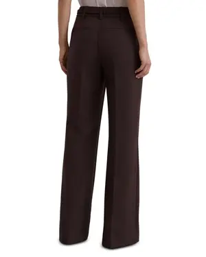 REISS Petite Leona Belted Flare Leg Pants - Grape