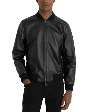 REISS Strain Leather Bomber Jacket