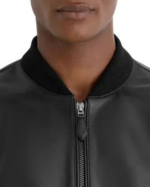 REISS Strain Leather Bomber Jacket