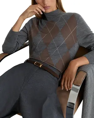 REISS Sage Wool Argyle Sweater - Grey
