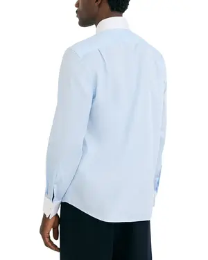 REISS Wells Cotton Blend Stretch Contrast Collar Dress Shirt