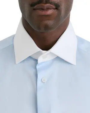 REISS Wells Cotton Blend Stretch Contrast Collar Dress Shirt