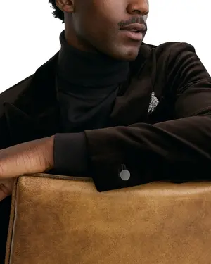 REISS Apsara Cotton Blend Peak Lapel Velvet Blazer