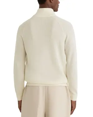 REISS Tristan Half Zip Raglan Waffle Sweater