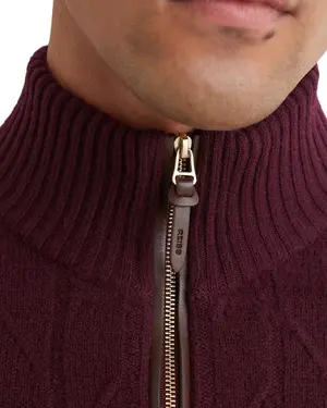 REISS Douglas Wool Half Zip Diagonal Stitch Sweater