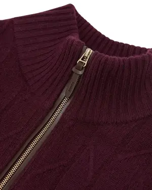 REISS Douglas Wool Half Zip Diagonal Stitch Sweater