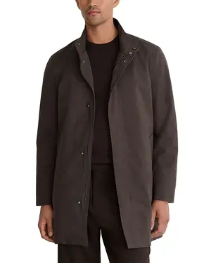 REISS Flaye Overcoat & Removable Stand Collar Gilet - Dark Brown