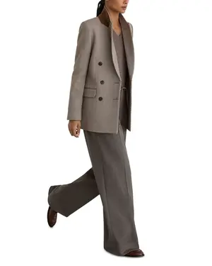 REISS Petite Elowen Drawstring Waist Wide Leg Trousers - Neutral