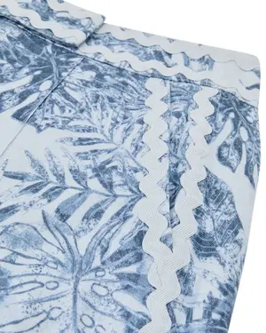 REISS Petite Mila Printed Linen Pants - Blue