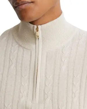 REISS Howard Cashmere Half Zip Cable Knit Sweater