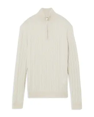 REISS Howard Cashmere Half Zip Cable Knit Sweater