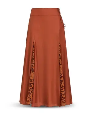 MARIE OLIVER Gracen Silk & Cotton Lace Godet Skirt
