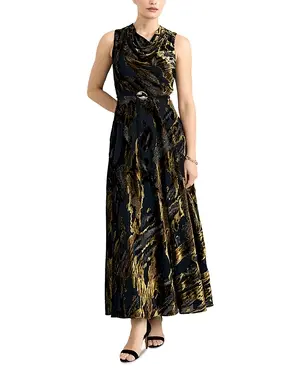 PHASE EIGHT Carrie Velvet Printed Burnout Maxi Dress