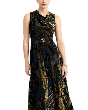 PHASE EIGHT Carrie Velvet Printed Burnout Maxi Dress