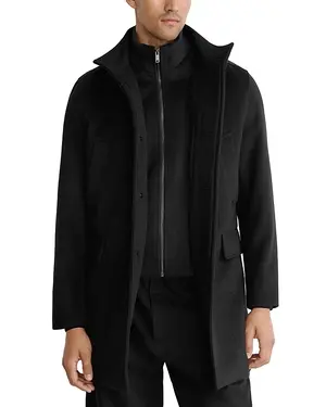 REISS Fossil Funnel Neck Gilet Insert Coat - Black