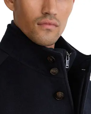 REISS Fossil Funnel Neck Gilet Insert Coat - Navy
