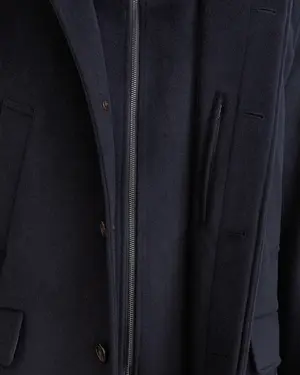 REISS Fossil Funnel Neck Gilet Insert Coat - Navy
