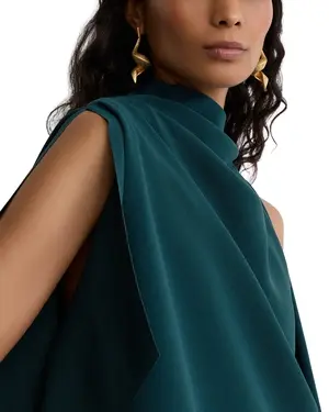 REISS Ellery Asymmetric Draped Dress - Blue