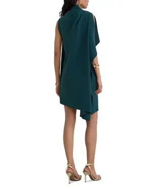 REISS Ellery Asymmetric Draped Dress - Blue