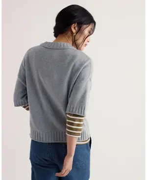 SEASALT CORNWALL Fistral Knitted Crew Neck Jumper - Limpet