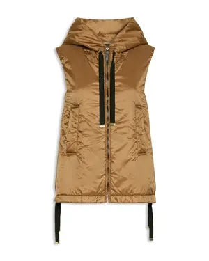 Max Mara Greengo Water Repellent Hooded Puffer Vest - Caramel