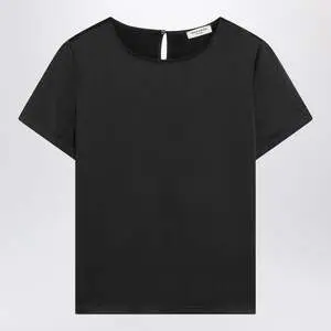 Max Mara Sleek Satin Mini Crew Neck T-shirt - Black