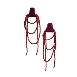 WAIWAI Bliss Beaded Dangle Earrings Burgundy - Red